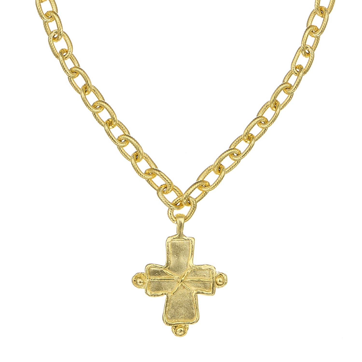Gold Cross on Pearl Strand | Susan Shaw – Swag Designer Jewelry