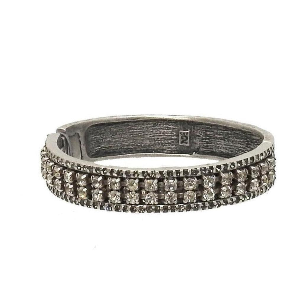 Tat2 Designs | Hinged Silver Bangle Bracelet with Crystals – Swag ...